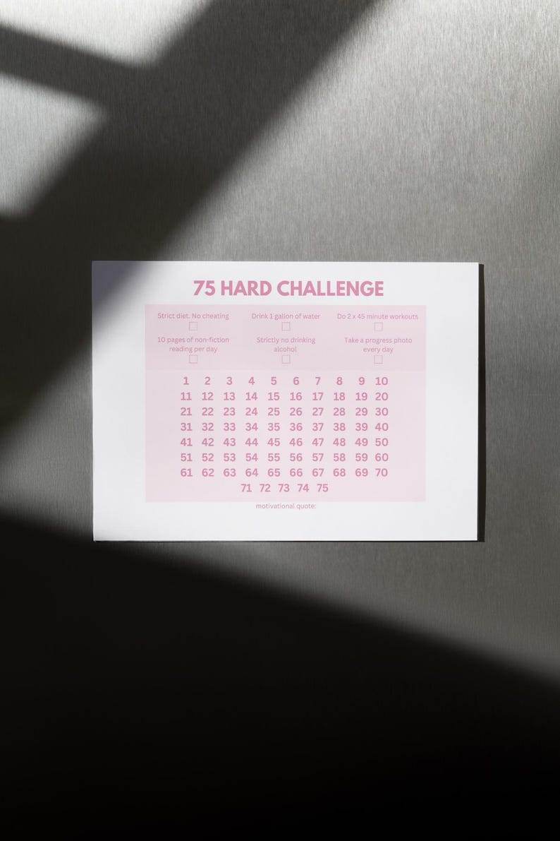 75 Hard Challenge Tracker | Printable | PDF - Etsy