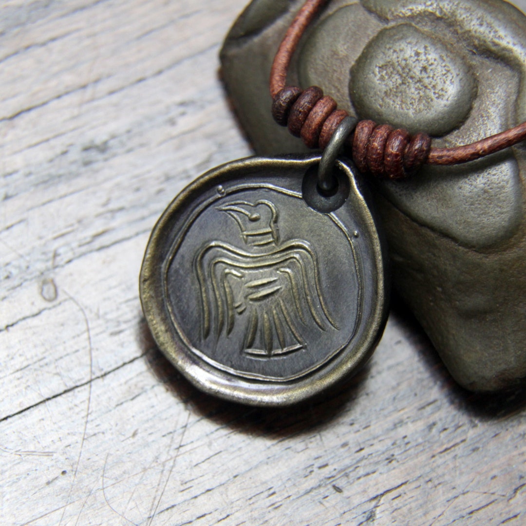 Viking Raven Iron Coin Necklace. Norse Raven Medallion Pendant That Can ...