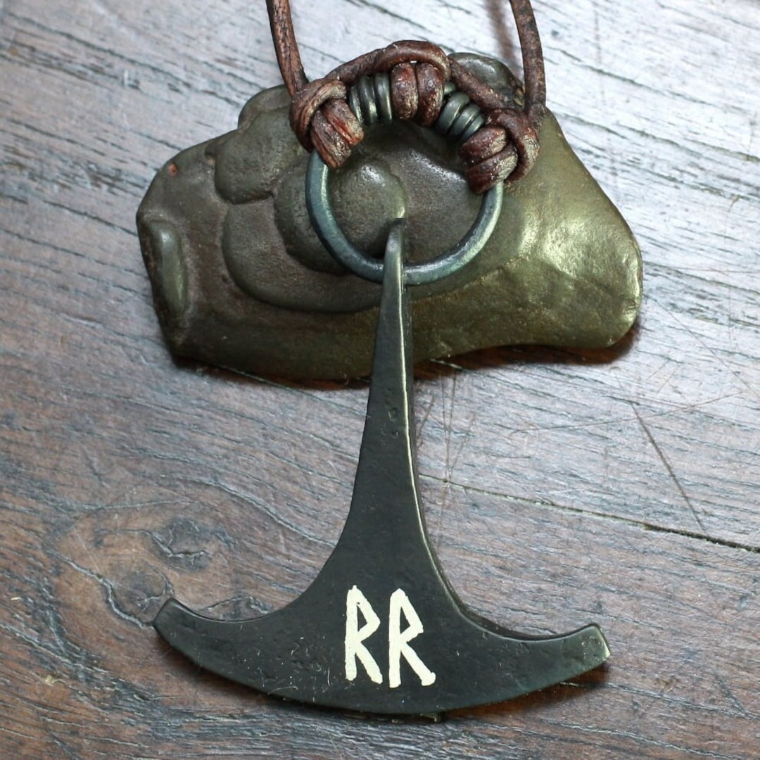 Custom Silver Inlaid Pure Forged Iron Ukonvasara Pendant. Finnish ...