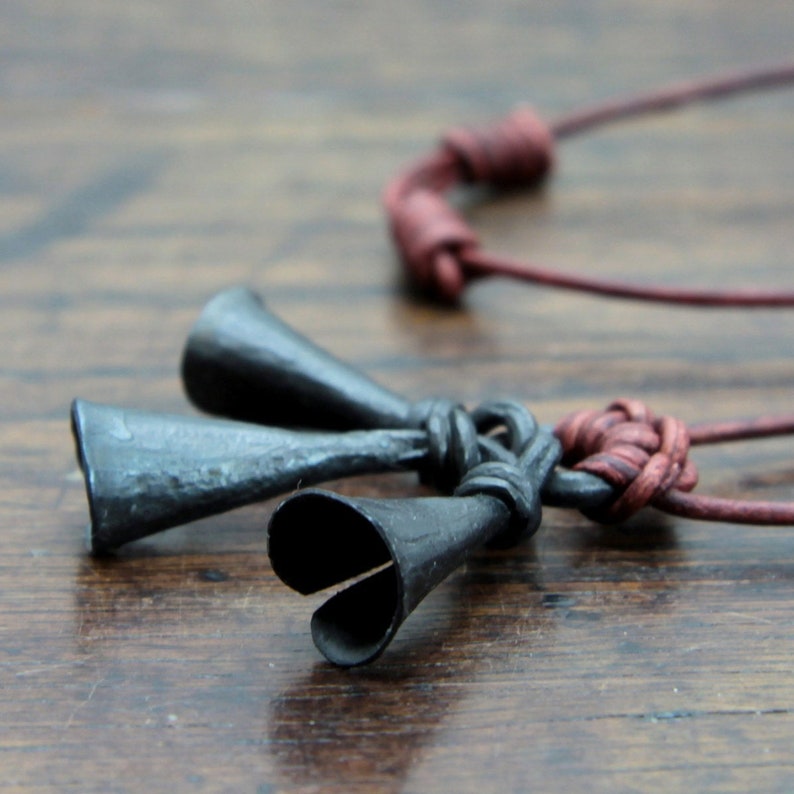 Iron Triple Bell Pendant, Hand Forged Chime Amulet - Etsy