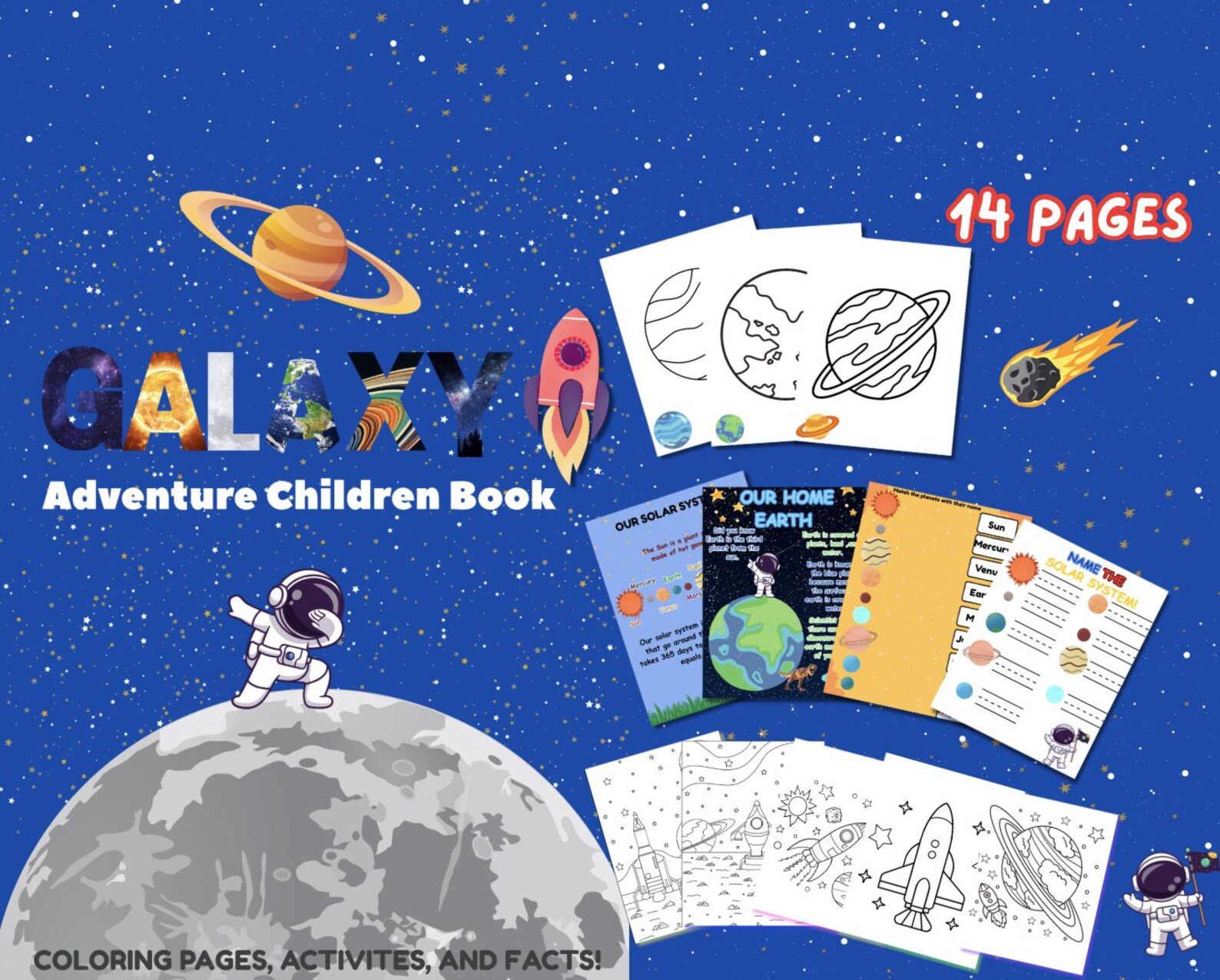 Preschool, Kids Fun Activities Book. Space Activities Book, Coloring ...