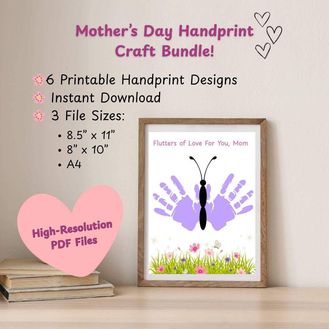 Mother’s Day Handprint Craft· Printable Mother's Day Art for Kids · DIY ...