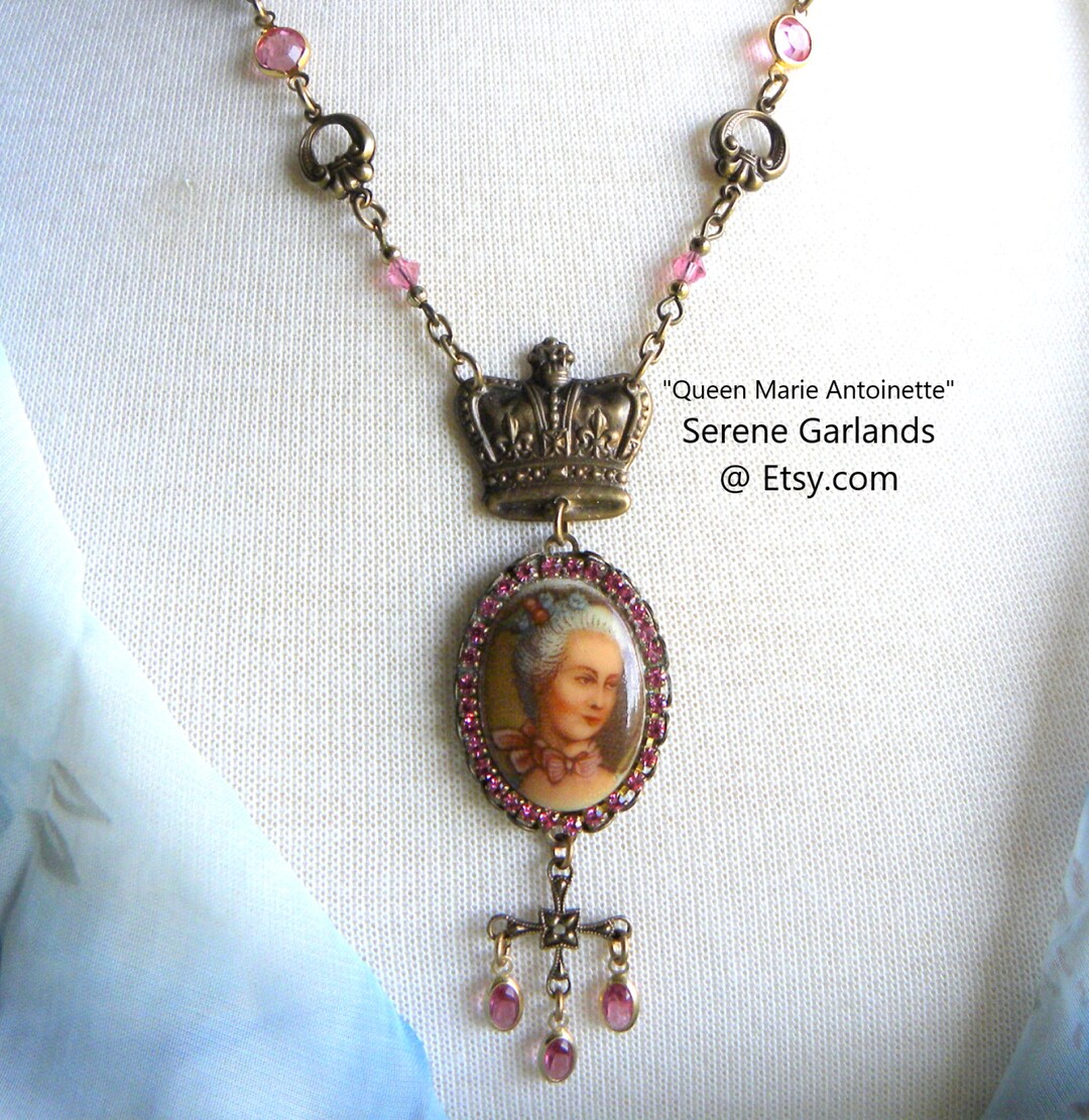Marie Antoinette Necklace with Tudor Crown and Pink Crystals, Cosplay ...
