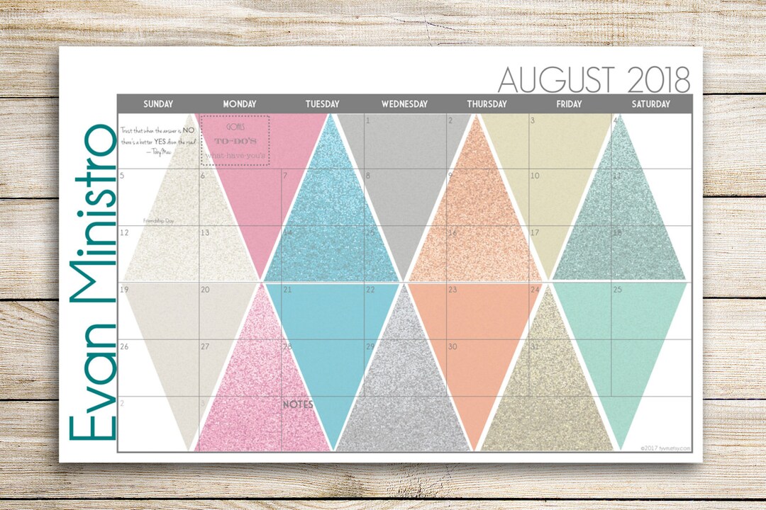 Custom Glitter Trexagon Desk Calendar: Personalized 2025 Blotter - Etsy