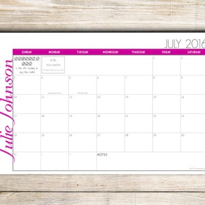 Printable Digital DIY Custom Desk Calendar, Desk Pad, Blotter Calendar ...