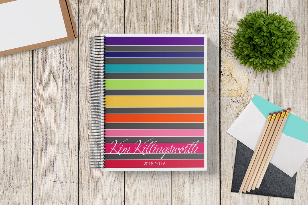 2025-2026 Custom Monthly-weekly Planner -- Satin Rainbow Stripes - Etsy