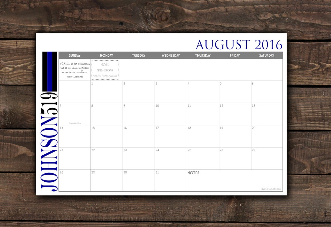 Digital Printable DIY Custom Desk Calendar, Desk Pad, Blotter Calendar ...