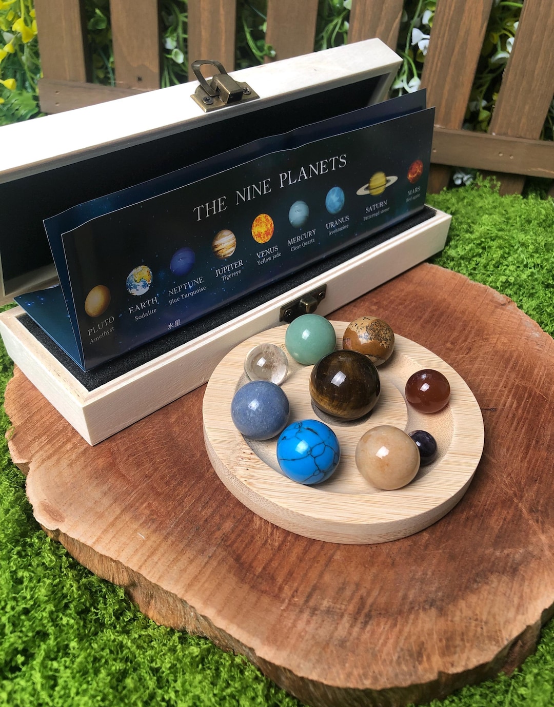 Solar System Crystal Ball Set* 9 Planets Natural Gemstone Spheres in ...