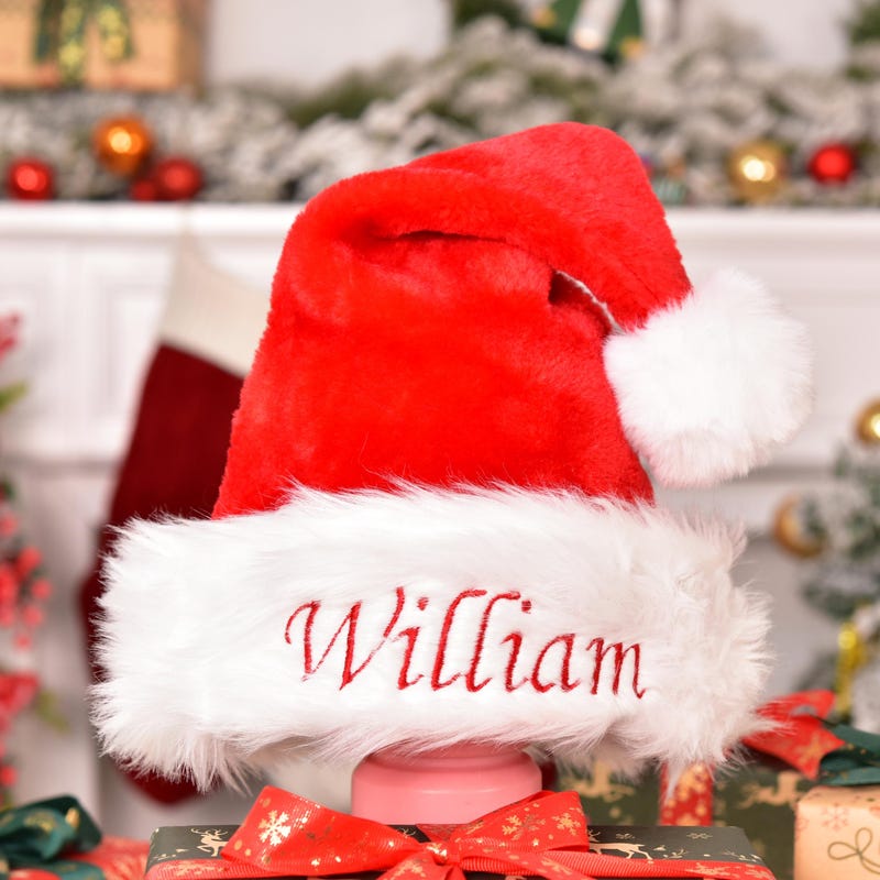 Embroidered Velvet Santa Hat - Etsy