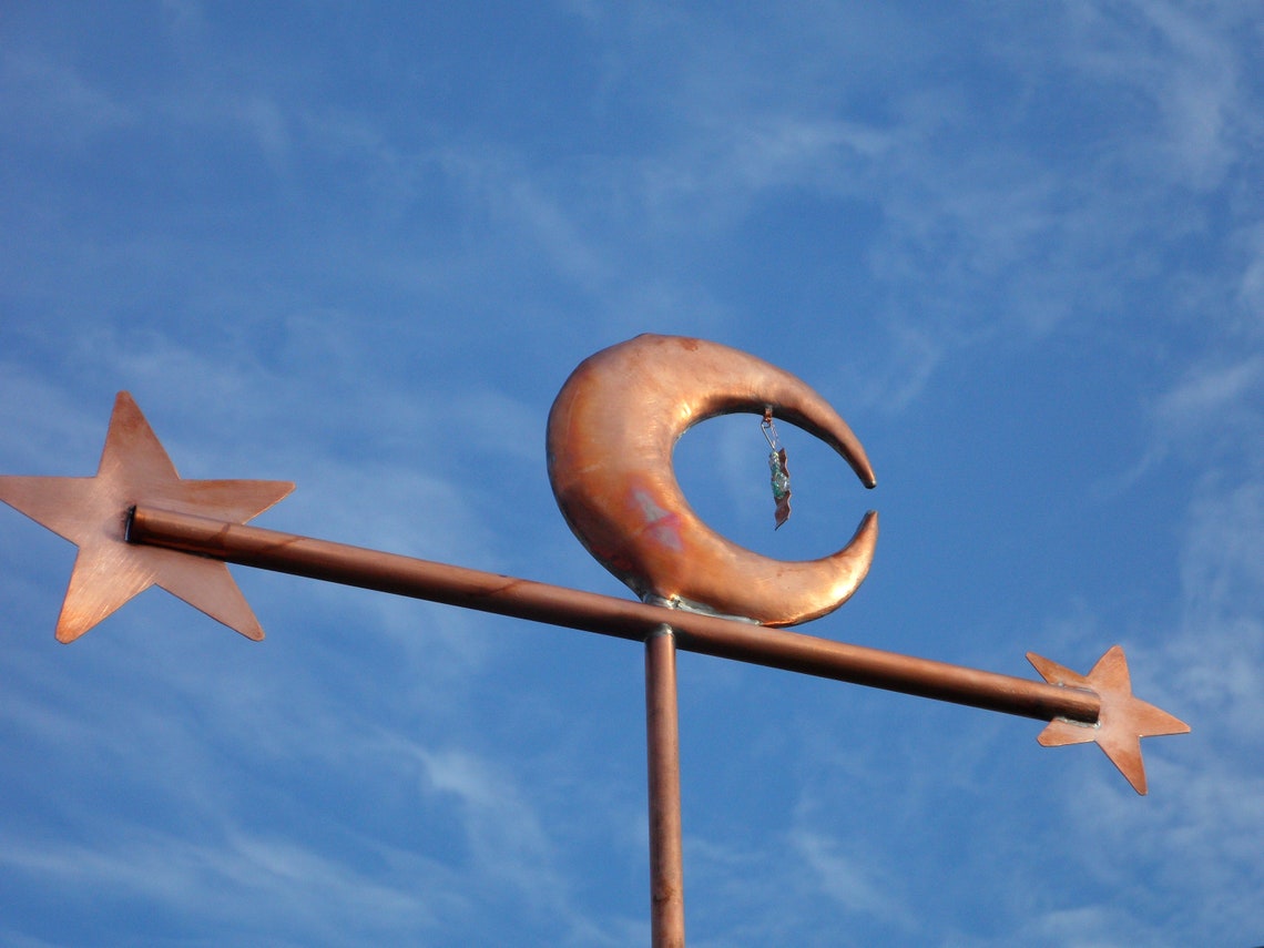 Copper Moon, Weathervane, Personalized, Garden Art, Weather Instrument ...