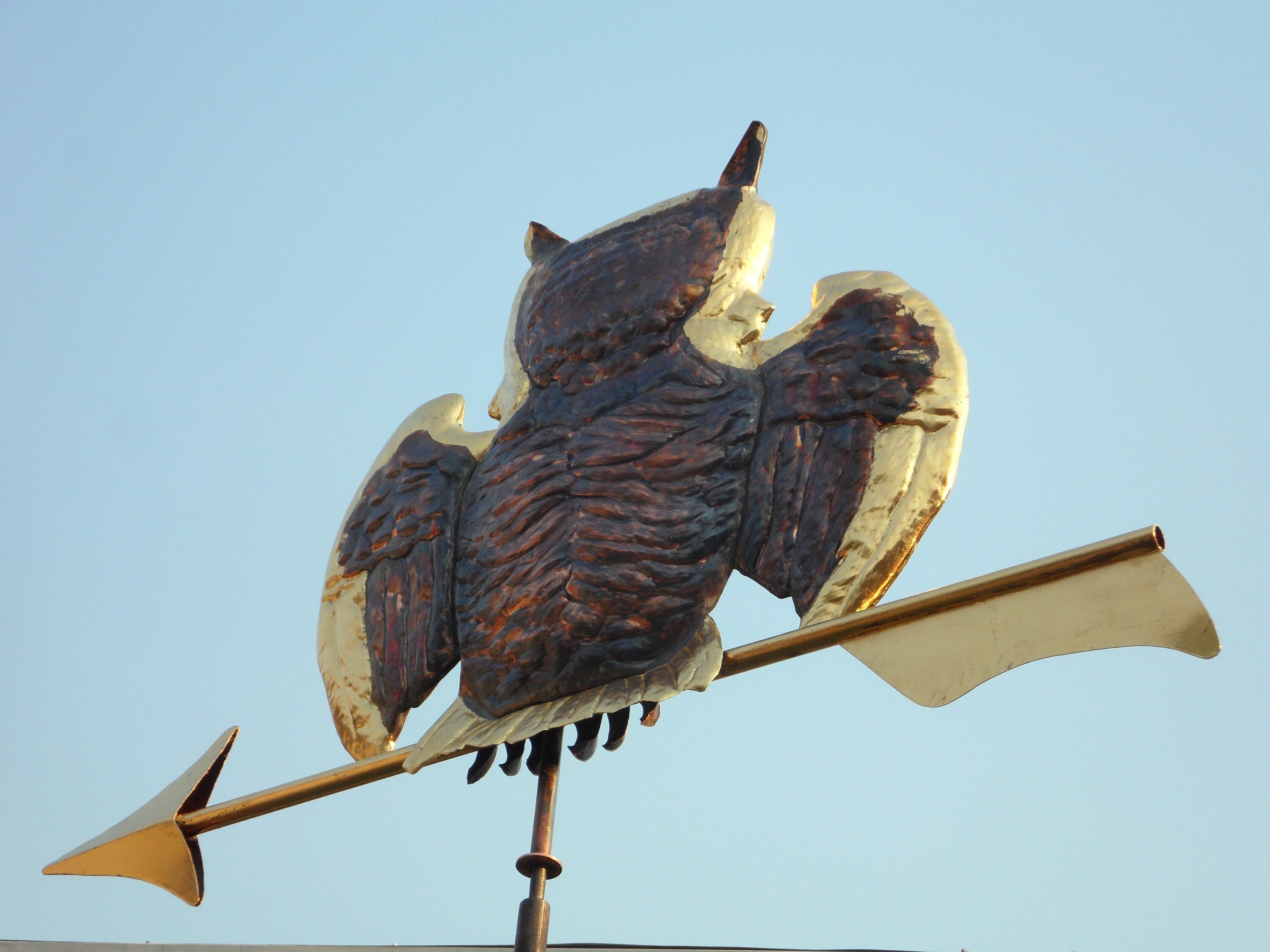 Made to Order Detailed Large Copper Owl Weathervane With Gold Leaf and ...