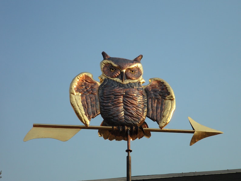 Made to Order Detailed Large Copper Owl Weathervane With Gold Leaf and ...