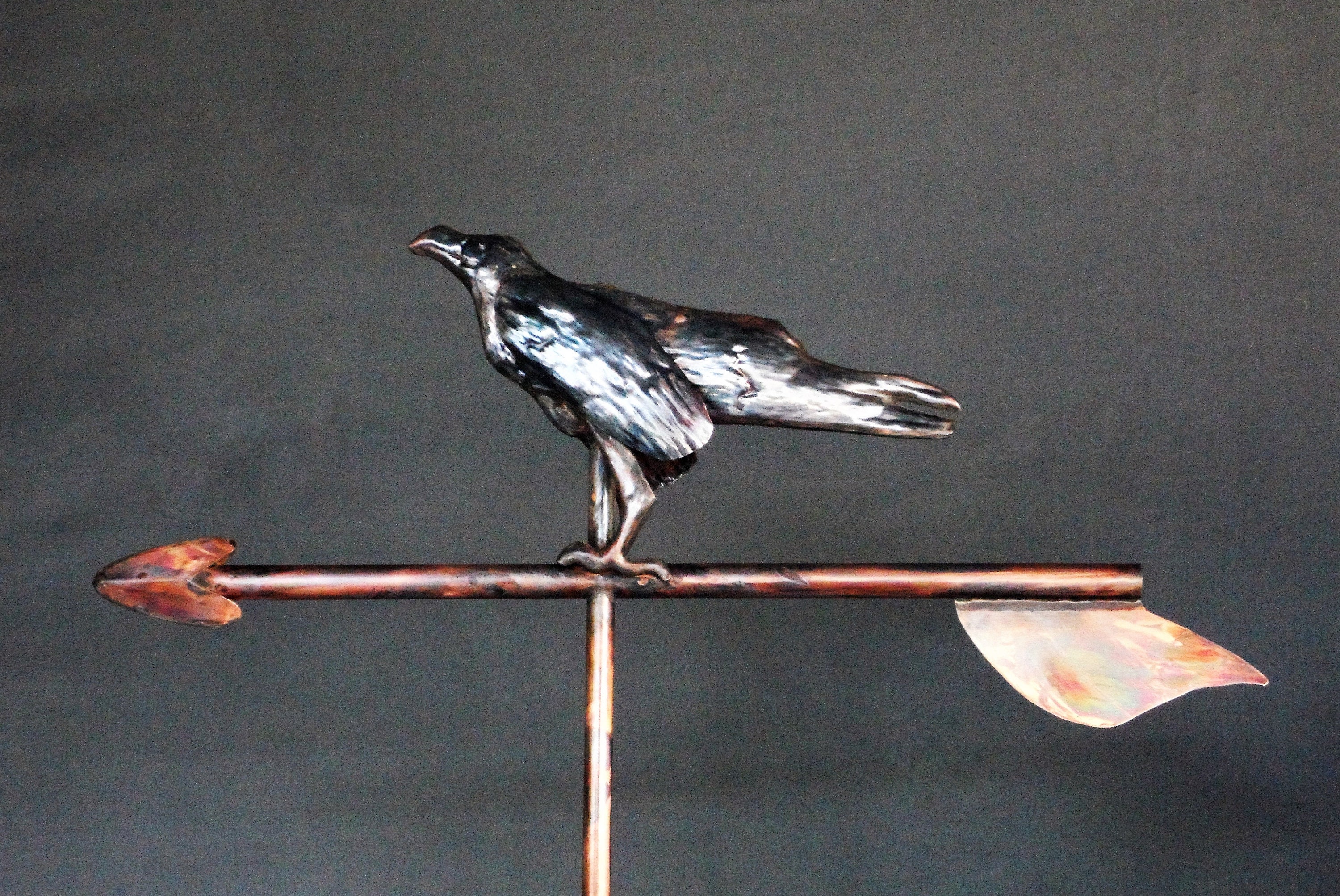 Made to Order Copper Raven Weathervane, Black Perched Raven, Garden ...