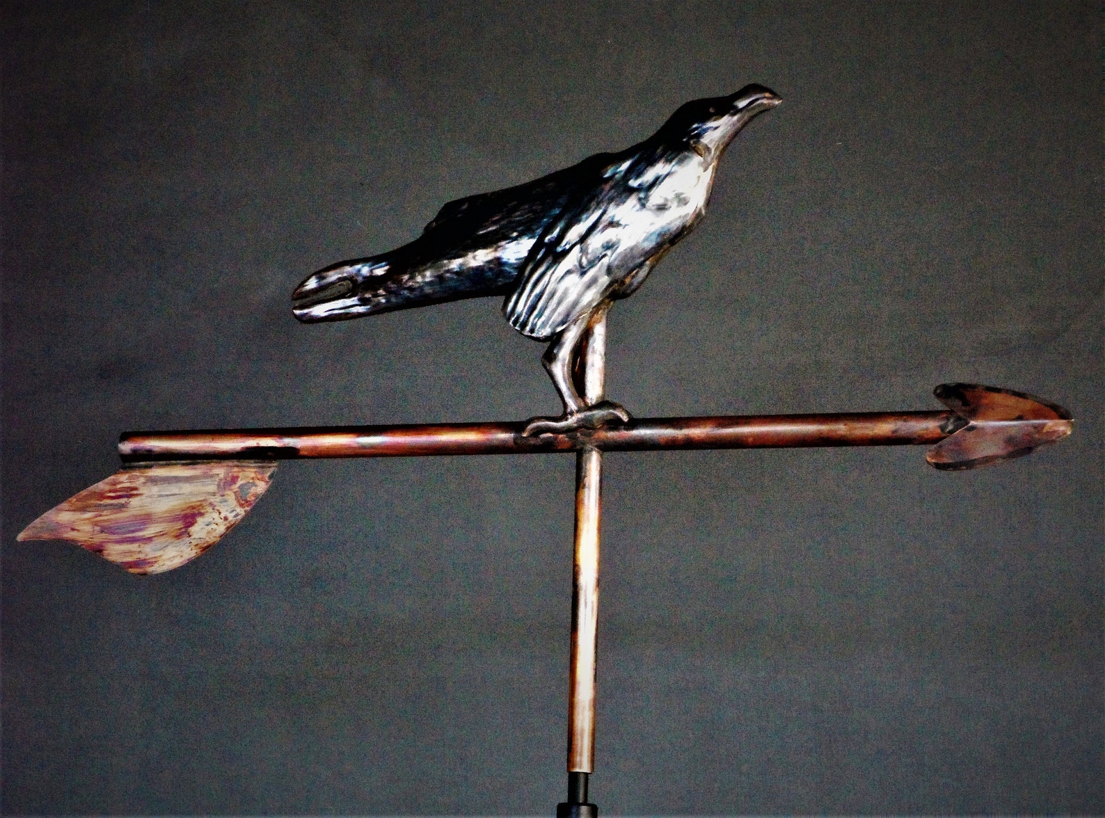 Made to Order Copper Raven Weathervane, Black Perched Raven, Garden ...