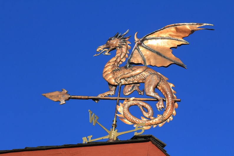 Large Copper Dragon, Architectural Detailed Weathervane With Gold Leaf ...