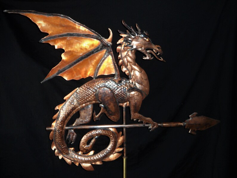 Large Copper Dragon, Architectural Detailed Weathervane With Gold Leaf ...