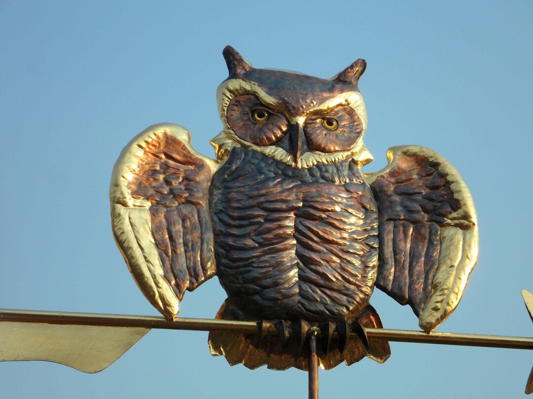 Made to Order Detailed Large Copper Owl Weathervane With Gold Leaf and ...