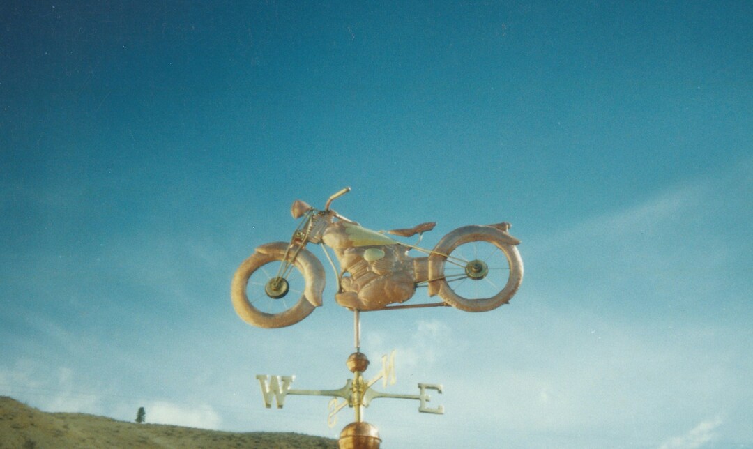 Antique Copper Motorcycle Custom Weathervane With Gold Leaf, Brass ...