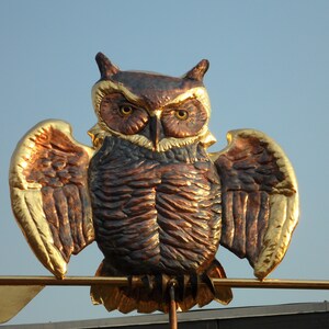 Large Copper Owl Weathervane With Gold Leaf and Glass Eyes - Etsy