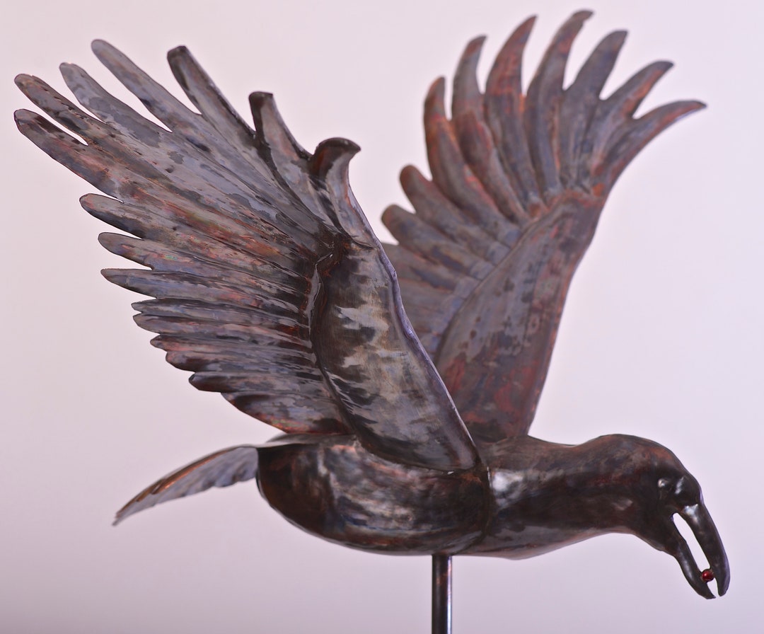 Made to Order Raven With Red Berry Copper Rooftop Weathervane - Etsy