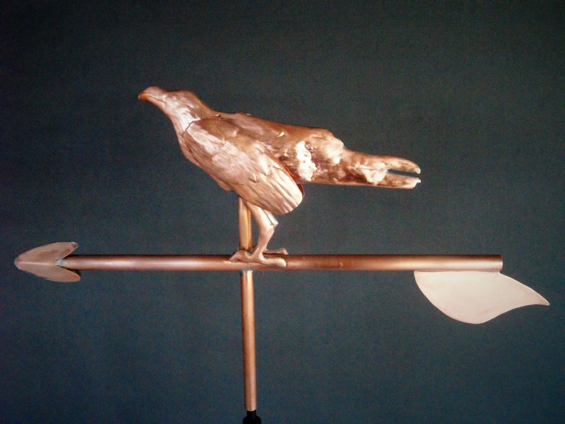 Made to Order Copper Raven Weathervane, Black Perched Raven, Garden ...