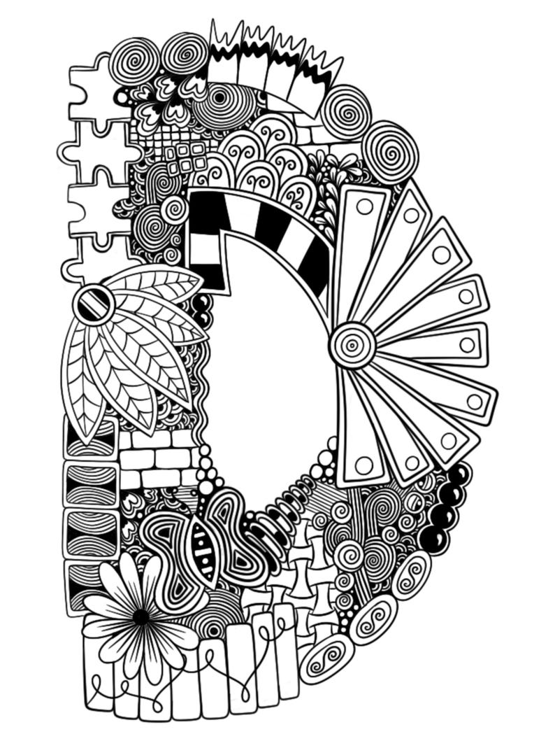 Decorative Letter D – Black & White Digital Download Art - Etsy