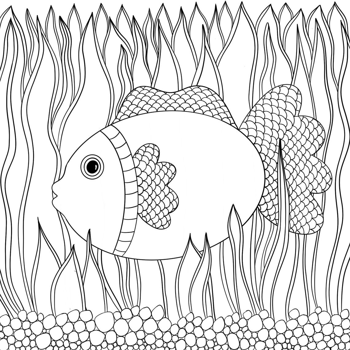 Fish Coloring Page Printable | High-resolution PDF and JPEG ...