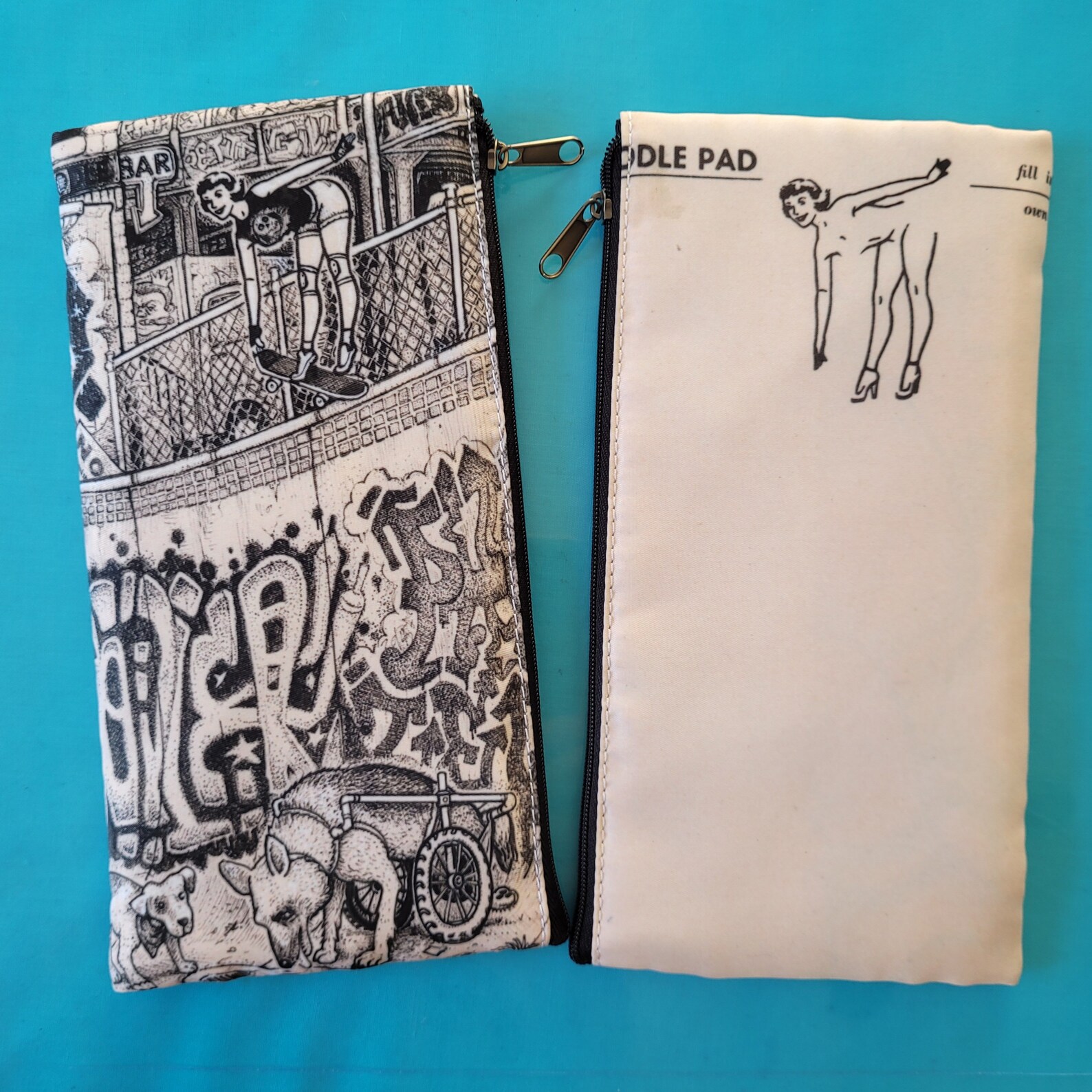 Pencil Case Skateboarder W/dogs Art by David Jablow - Etsy
