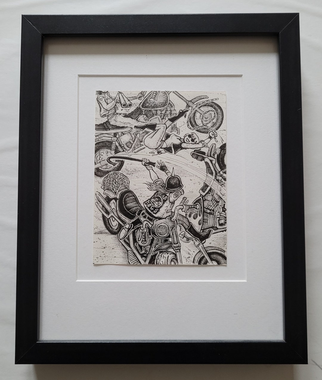 Original 'round Figures' Doodle Pad Drawing by David Jablow 'bikers ...
