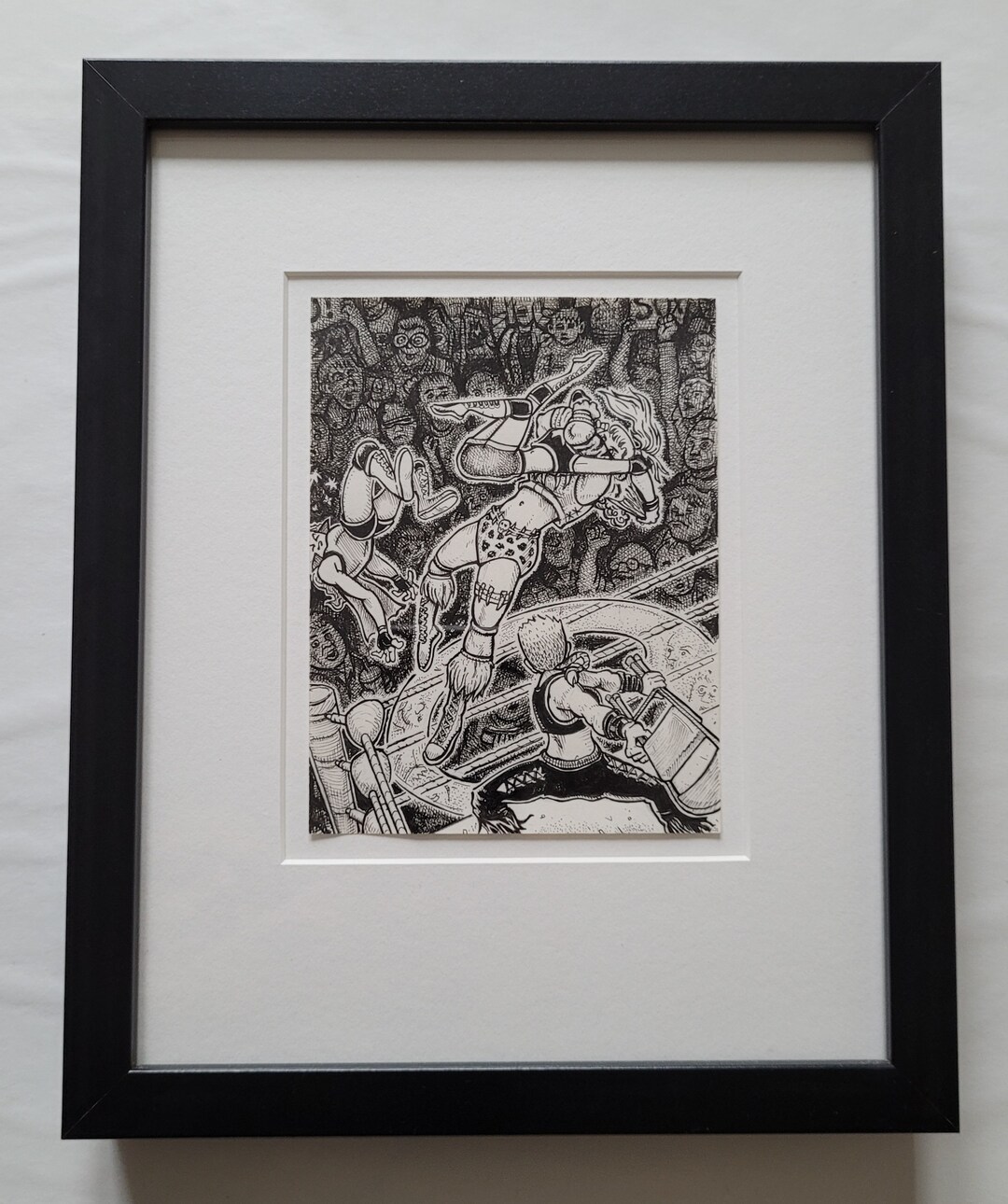 Original 'round Figures' Doodle Pad Drawing by David Jablow 'wrestlers ...