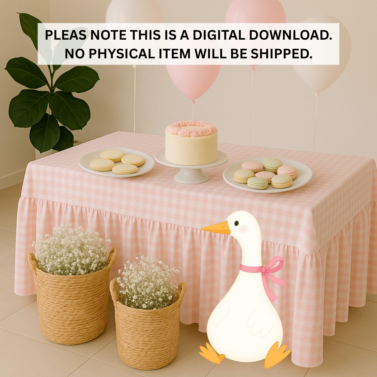Printable Goose Big Decor Cutout With Pink Ribbon, One Silly Goose ...