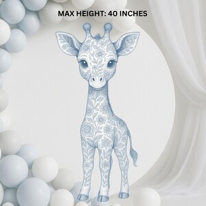 Toile De Jouy Giraffe Printable: Blue Safari Nursery Art (PNG Digital ...