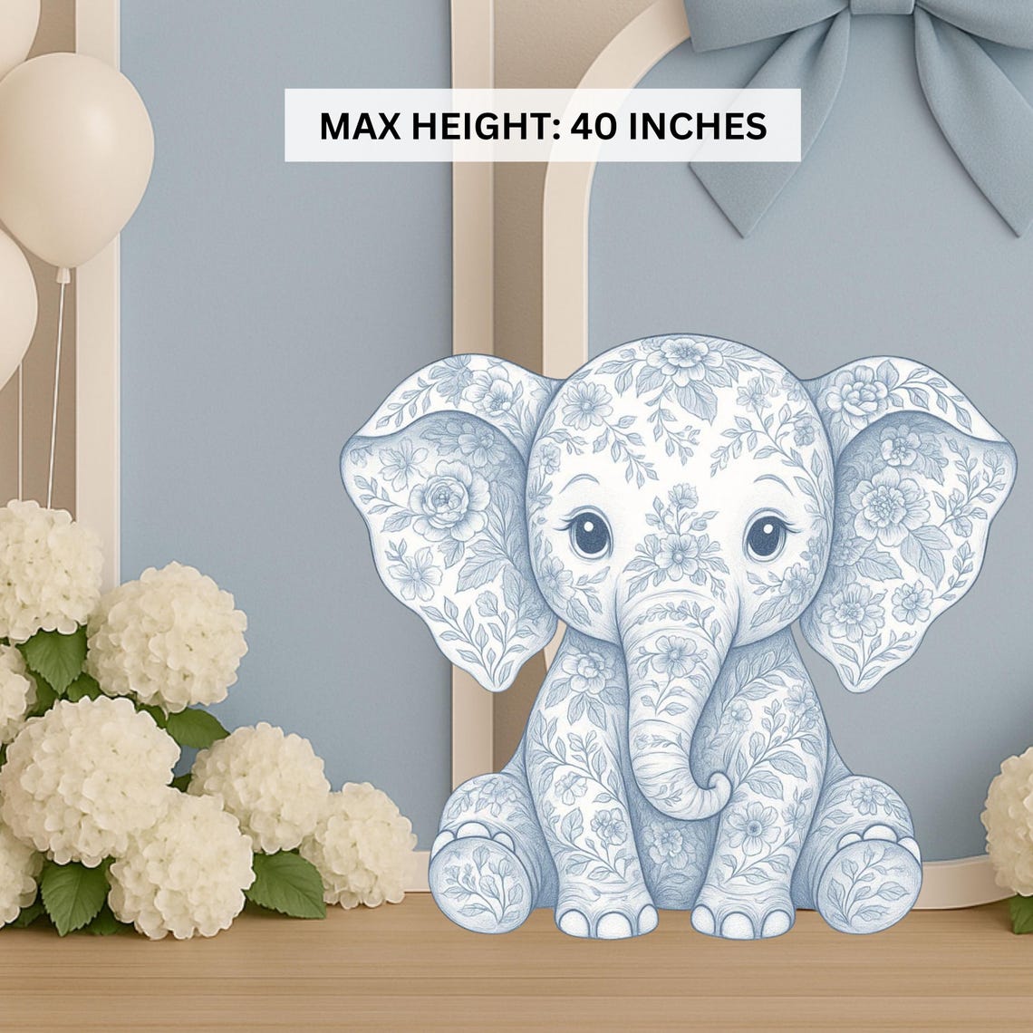 Toile De Jouy Baby Elephant Cutout | Chinoiserie Nursery Decor ...