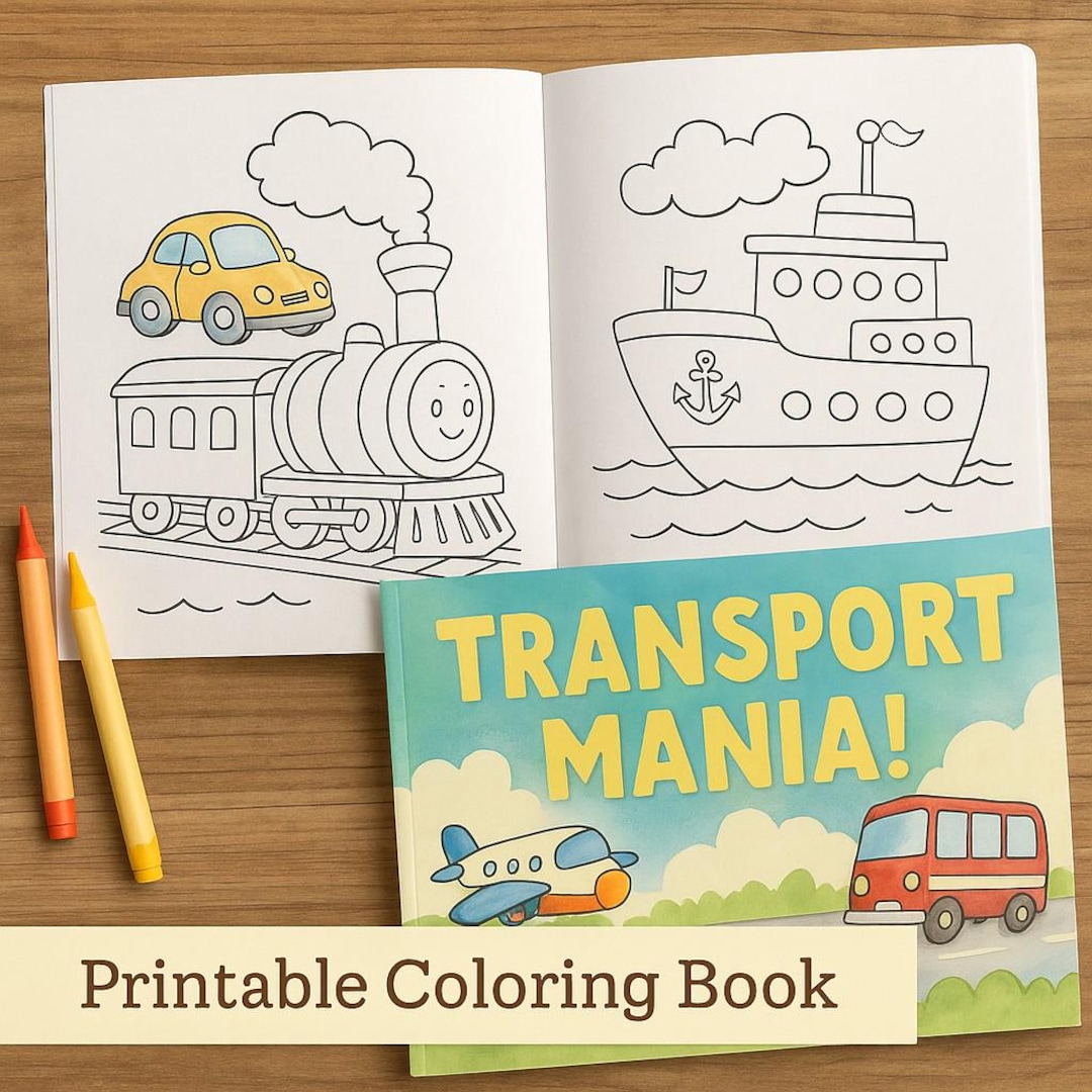 Transport Coloring Book for Kids – Printable Vehicles Activity Pages ...