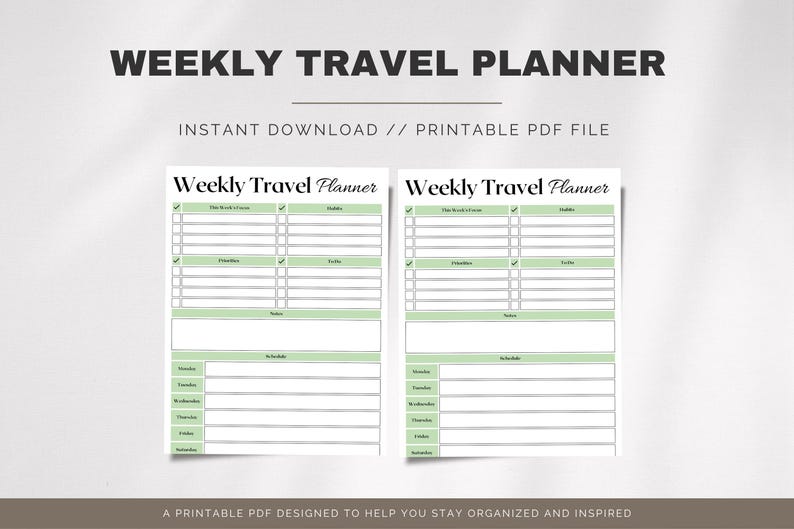 Weekly Travel Planner: Editable Itinerary Organizer (digital Download ...