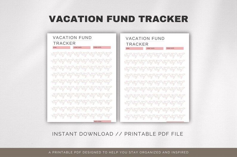 Vacation Fund Tracker Printable, Digital Download Savings Planner ...