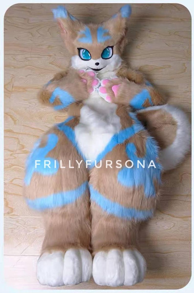 3D Printed Kemono Fursuit Head, Paws, Body With Tail - Fursuit Premade, Furry Mask, Therian Mask ...