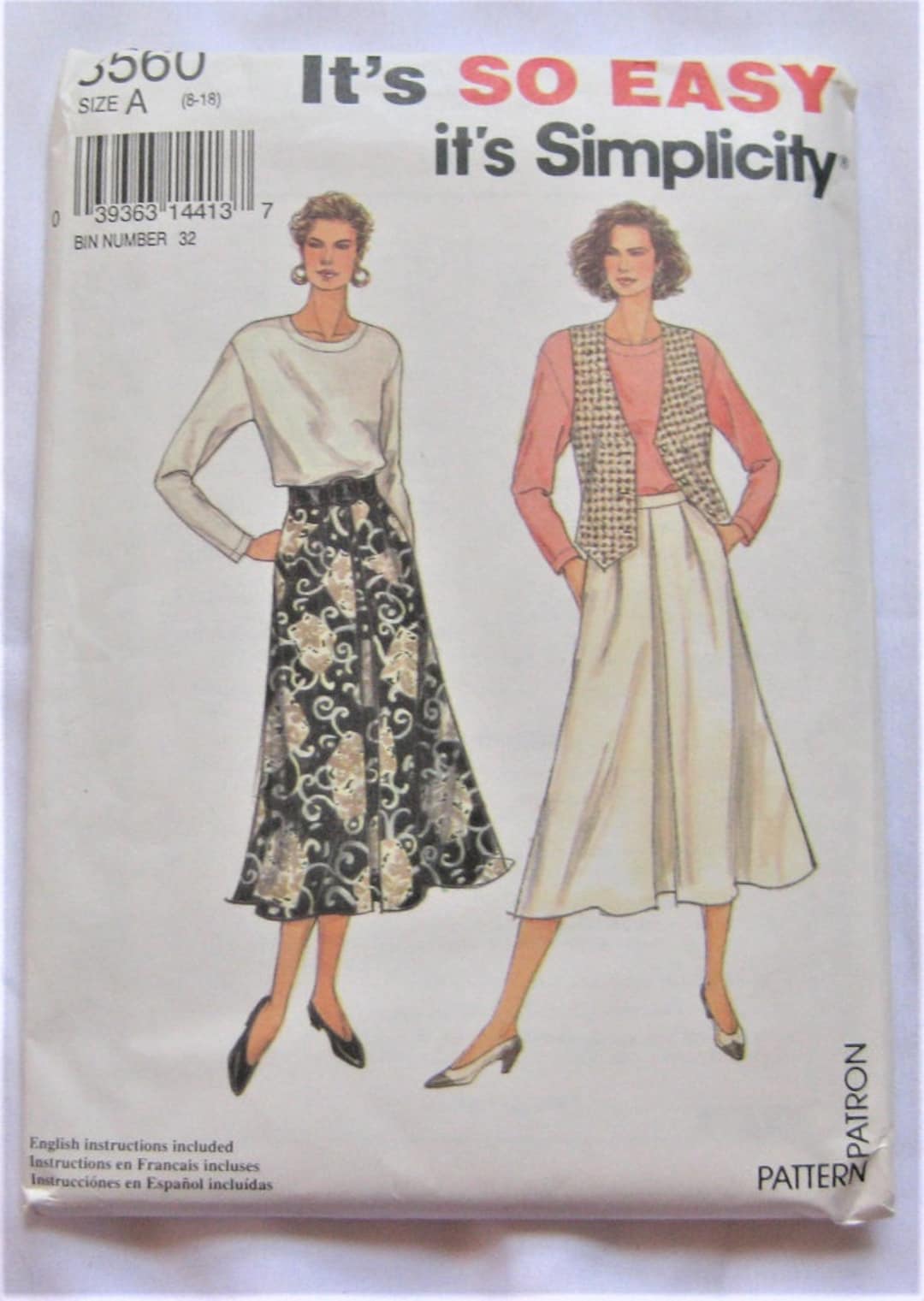 Simplicity Pattern 3560 It's so Easy Misses' Skirt, Top and Vest Sizes ...