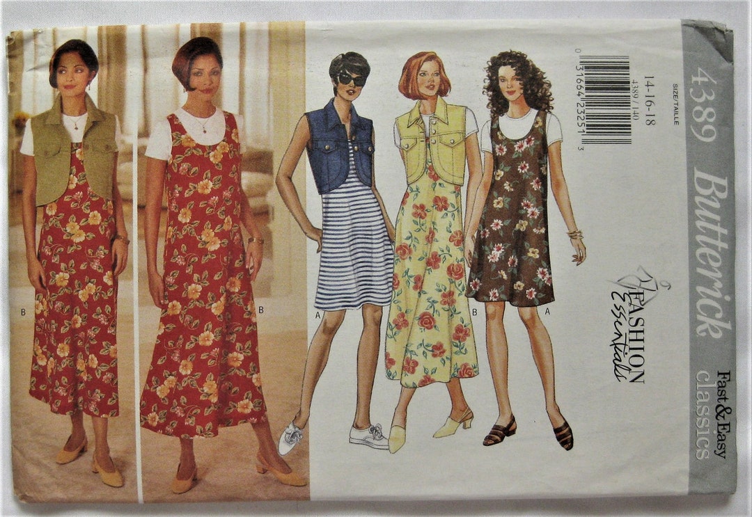 Butterick Pattern 4389 Classics Misses' Vest, Top and Dress Sizes 14-16 ...