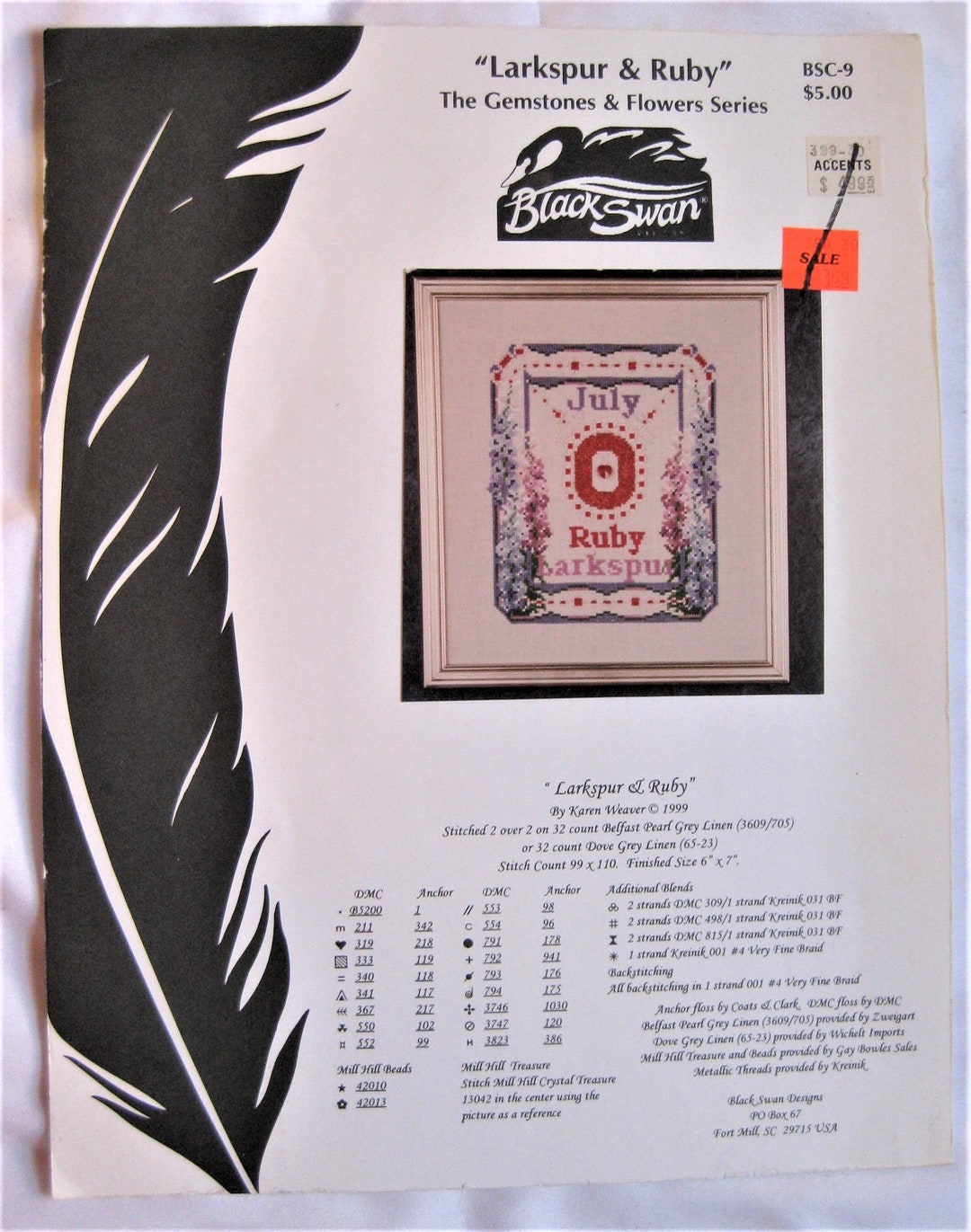 Larkspur and Ruby Cross Stitch Pattern the Gemstone and Flowers Series ...