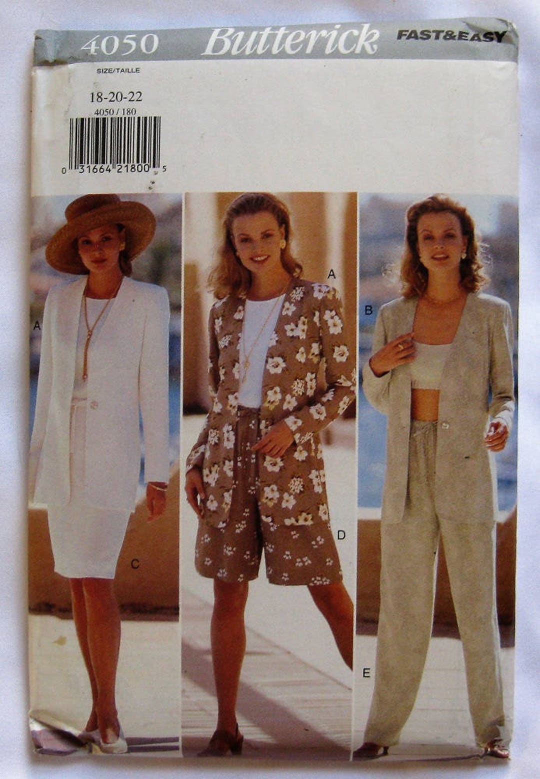 Butterick Pattern 4050 Fast & Easy Misses' Jacket, Top, Skirt, Shorts ...
