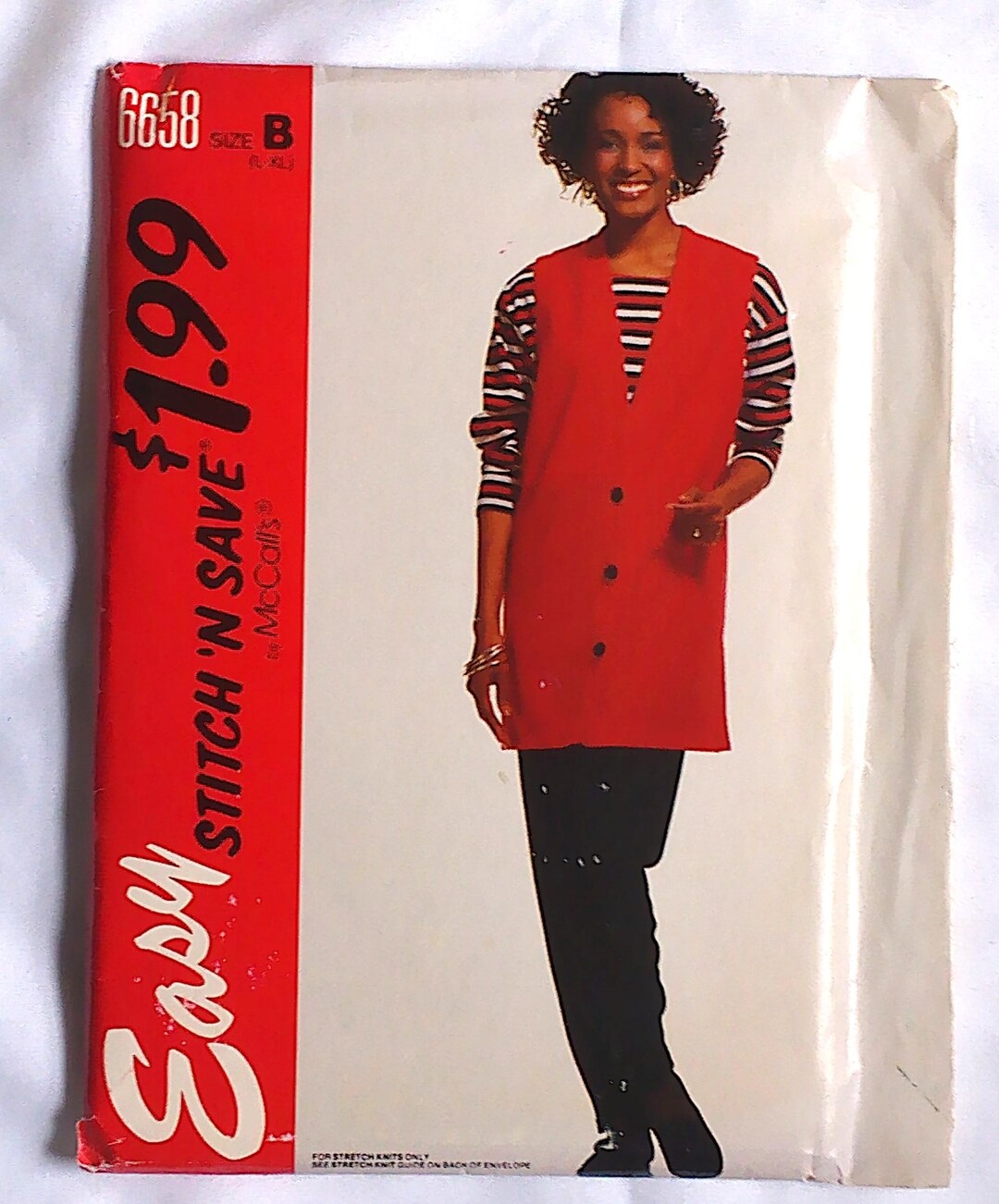 Mccall's Pattern 6658 Stitch N Save Misses' Top, Vest and Pants Sizes L ...
