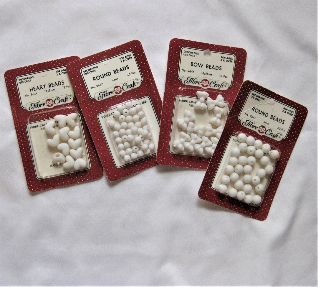 Beads Plastic White Various Shapes Set of 4 Packages - Etsy