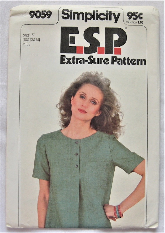 Simplicity Pattern 9059 E.S.P. Misses' Top Size 101214 | Etsy