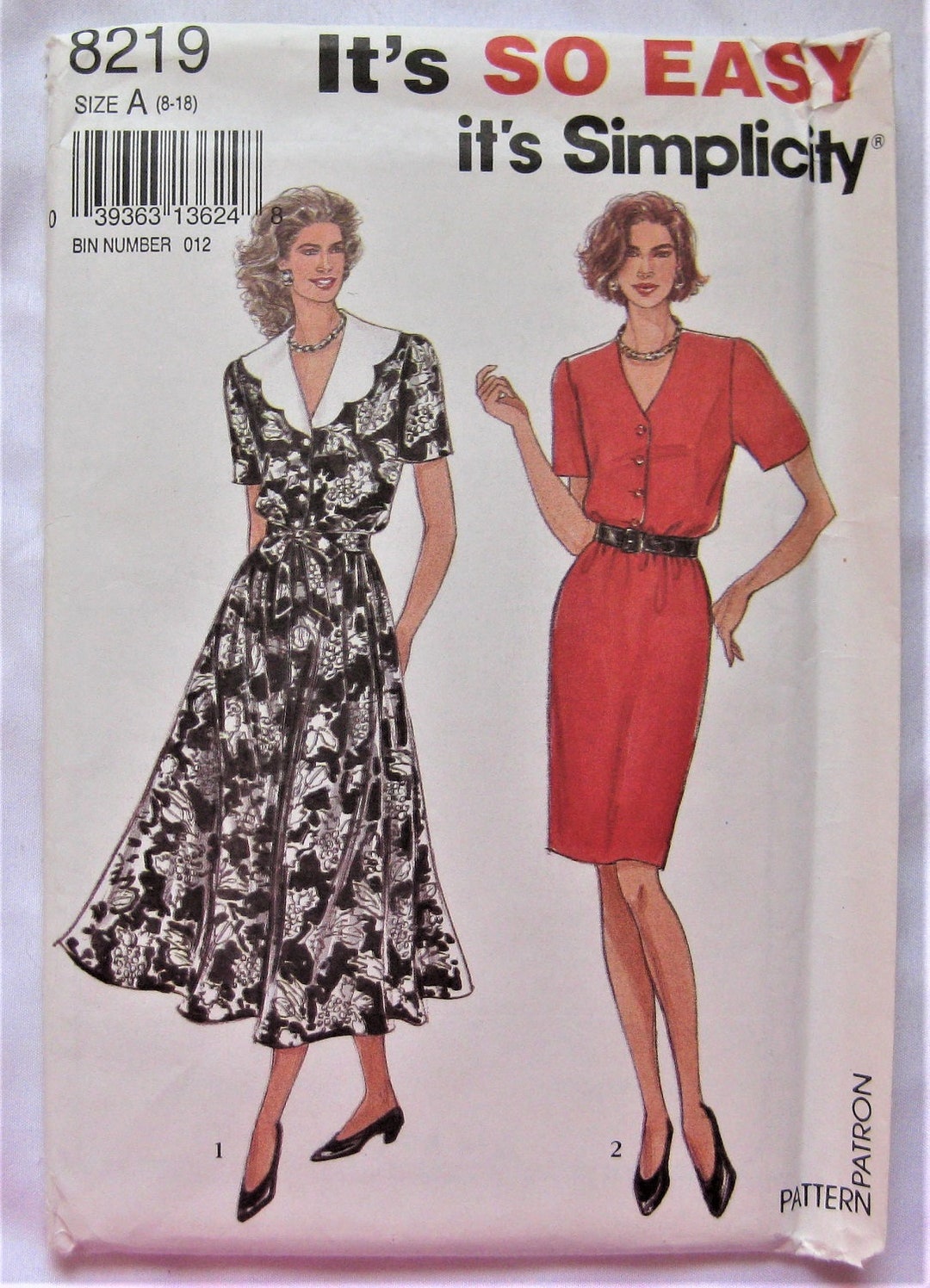 Simplicity Pattern 8219 It's so Easy Misses' Dress Sizes 8-18 - Etsy