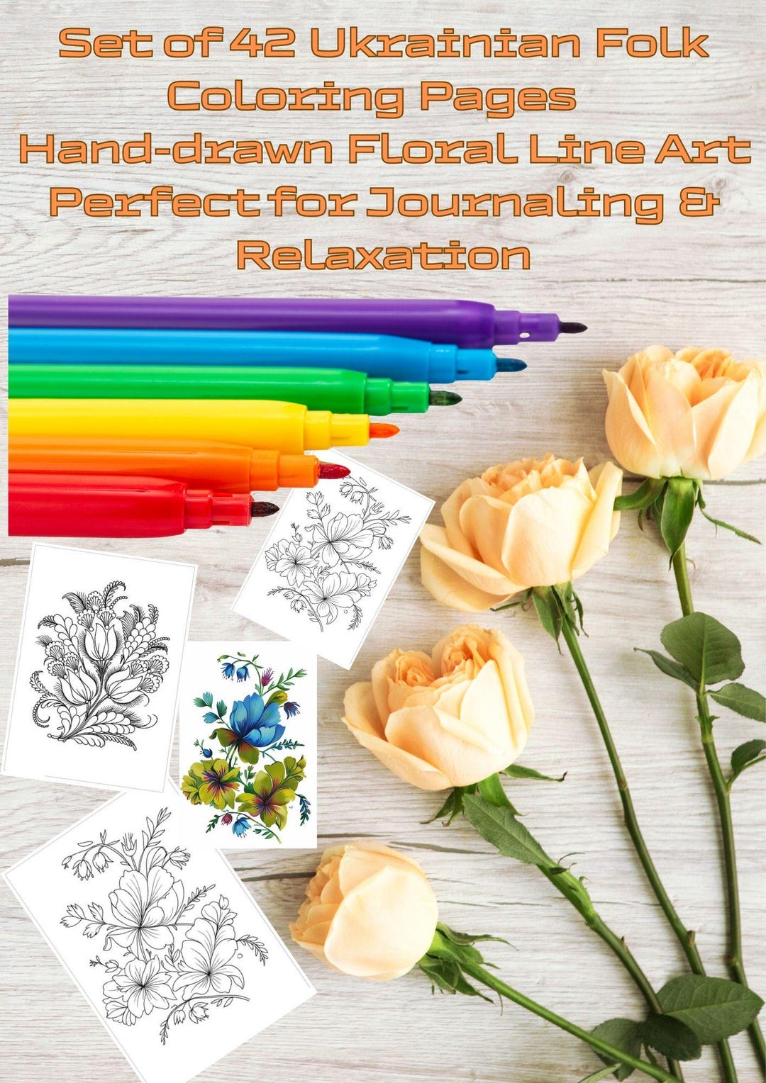 Ukrainian Folk Flower Coloring Pages | Petro-petrykivka Style (PDF ...