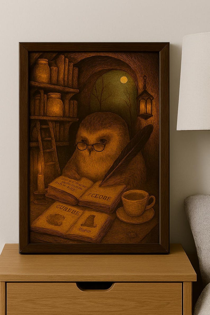 Wise Owl Library Art Print: Beatrix Potter Style (digital Download - Etsy