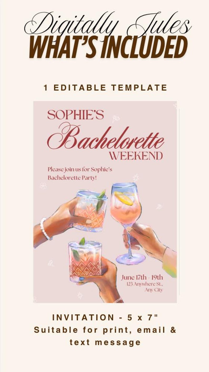 Editable Bachelorette Weekend Invitation | Digital Download ...