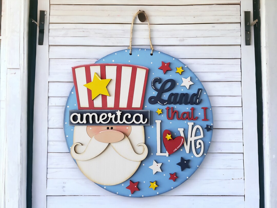 Uncle Sam 10.5" Door Hanger, Fourth of July Decor, July 4th Decoration ...
