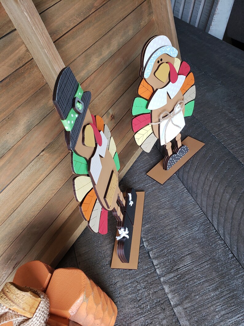 Wooden Layered Turkey Pilgrim Set Thanksgiving Decor - Etsy
